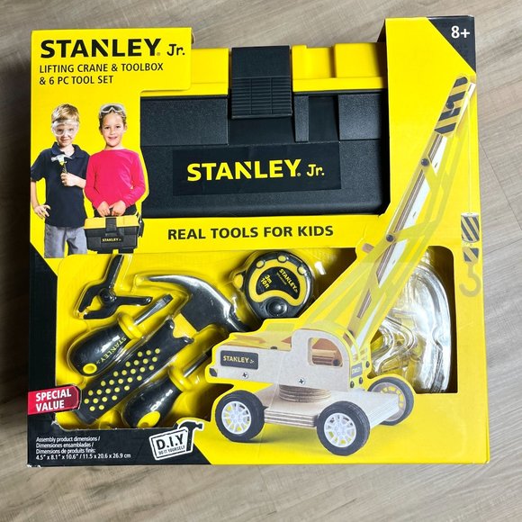Stanley Jr. | Toys | Childrens Stanley Jr Lifting Crane Tool Box And 6 ...